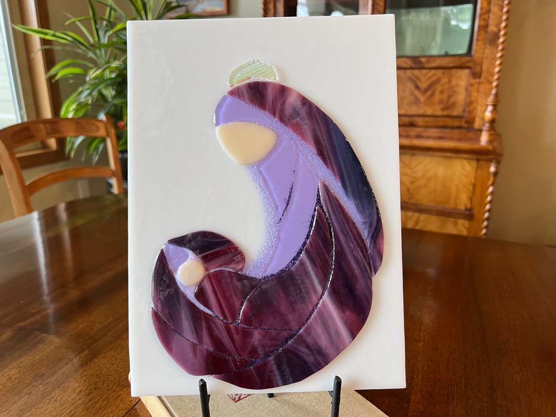 Fused Glass Madonna and Child - Etsy