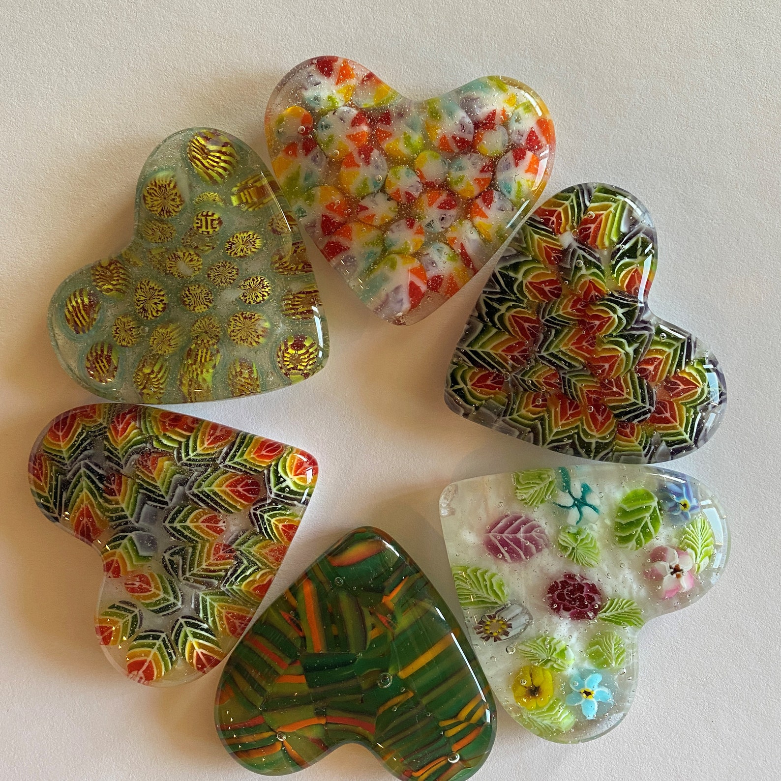 Glass Hearts Fused Glass Pocket Hearts Friendship Small Paperweight Glass Hearts Etsy Uk