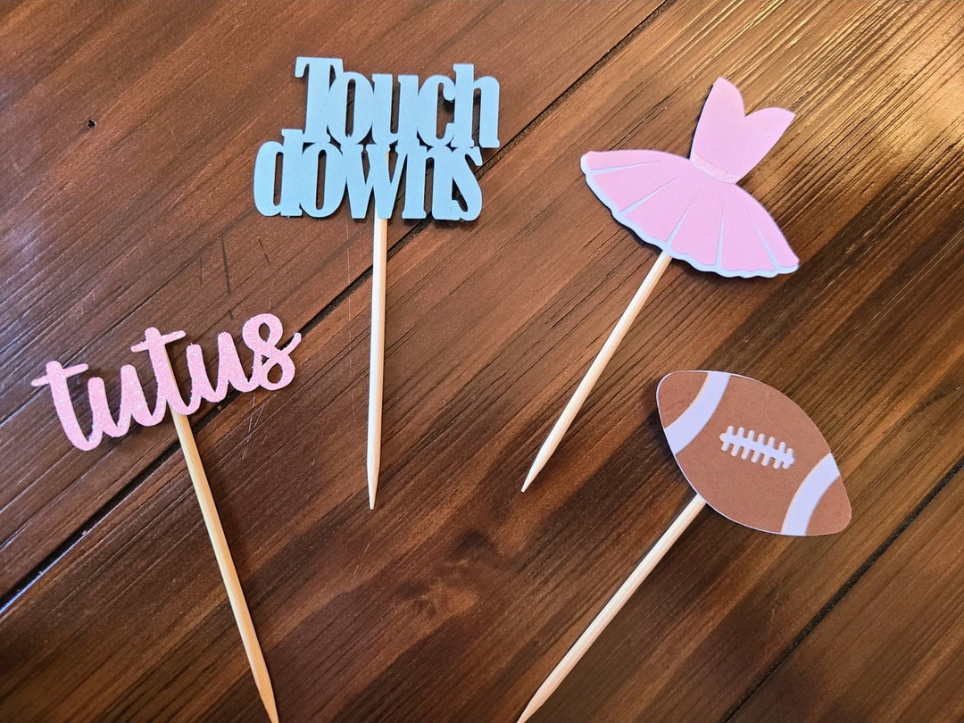 Touchdowns or Tutus Gender Reveal Party Cupcake Toppers - Etsy