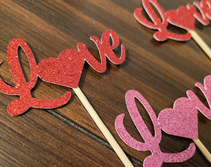 The Word "love" Cupcake Toppers / Valentine's Day Cupcake Toppers / I ...