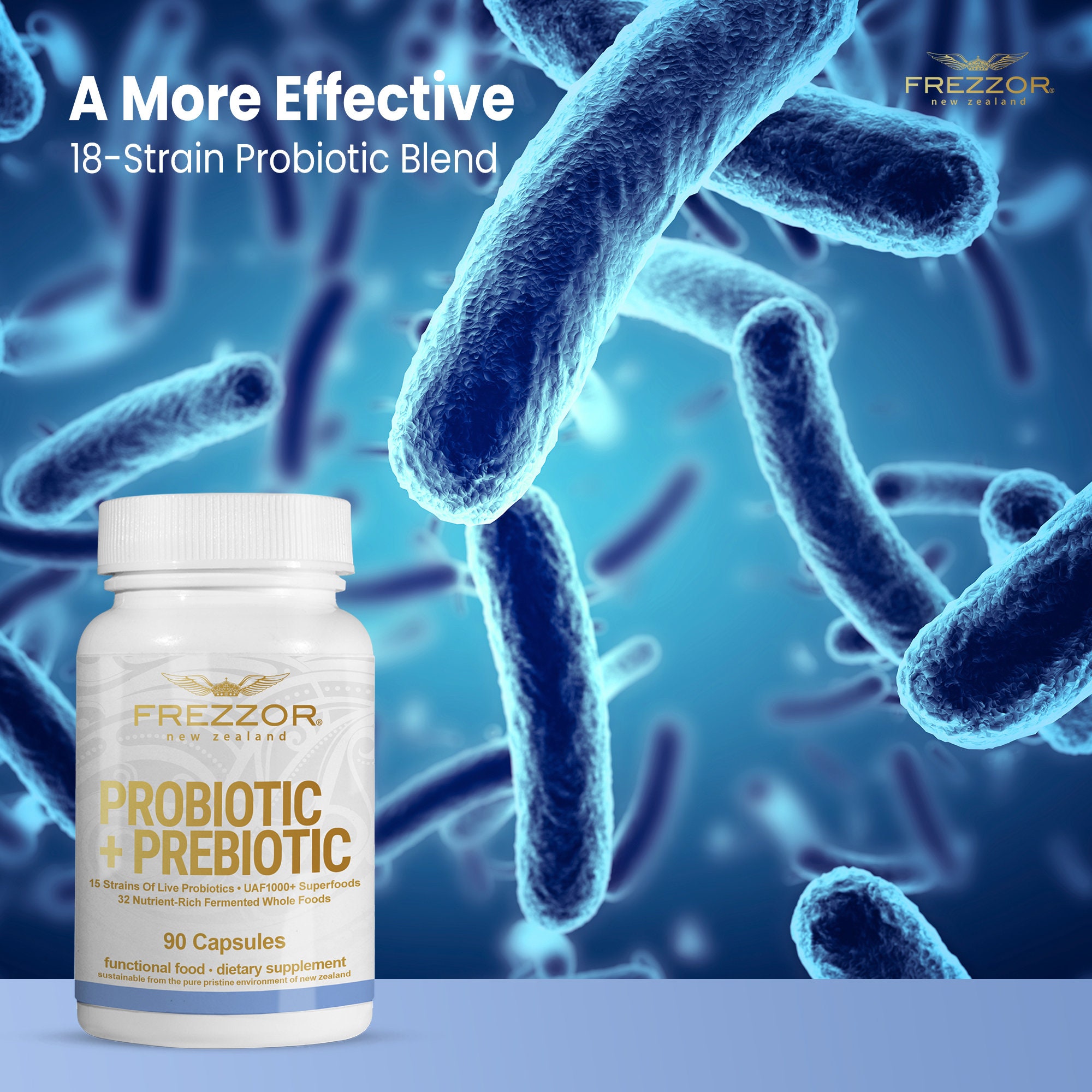 FREZZOR Probiotic + Prebiotic Capsules, Once Daily 60 Billion Cfus ...