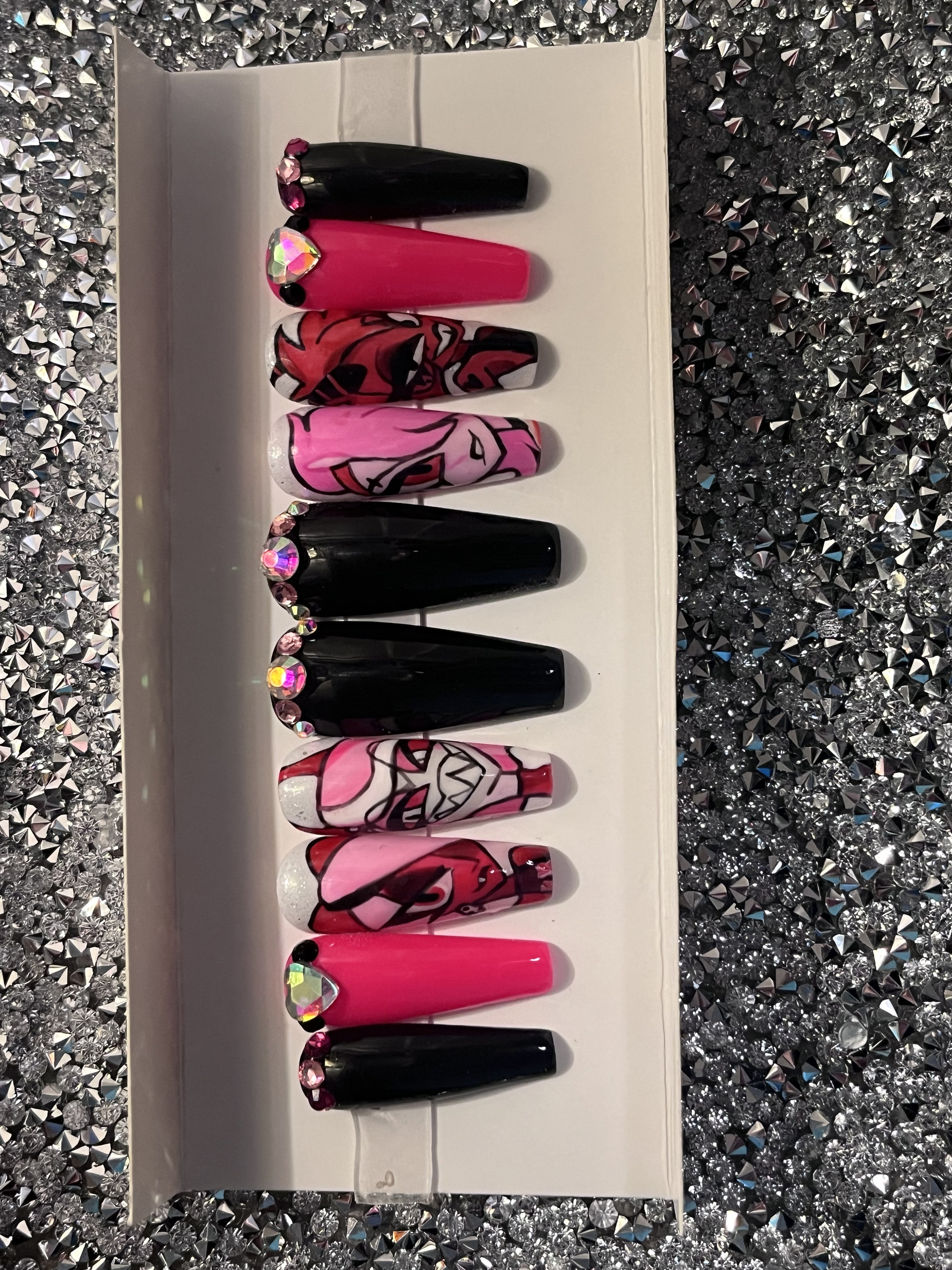 Hazbin Hotel/ Helluva Boss Long Coffin Press on Nails, Handpainted ...