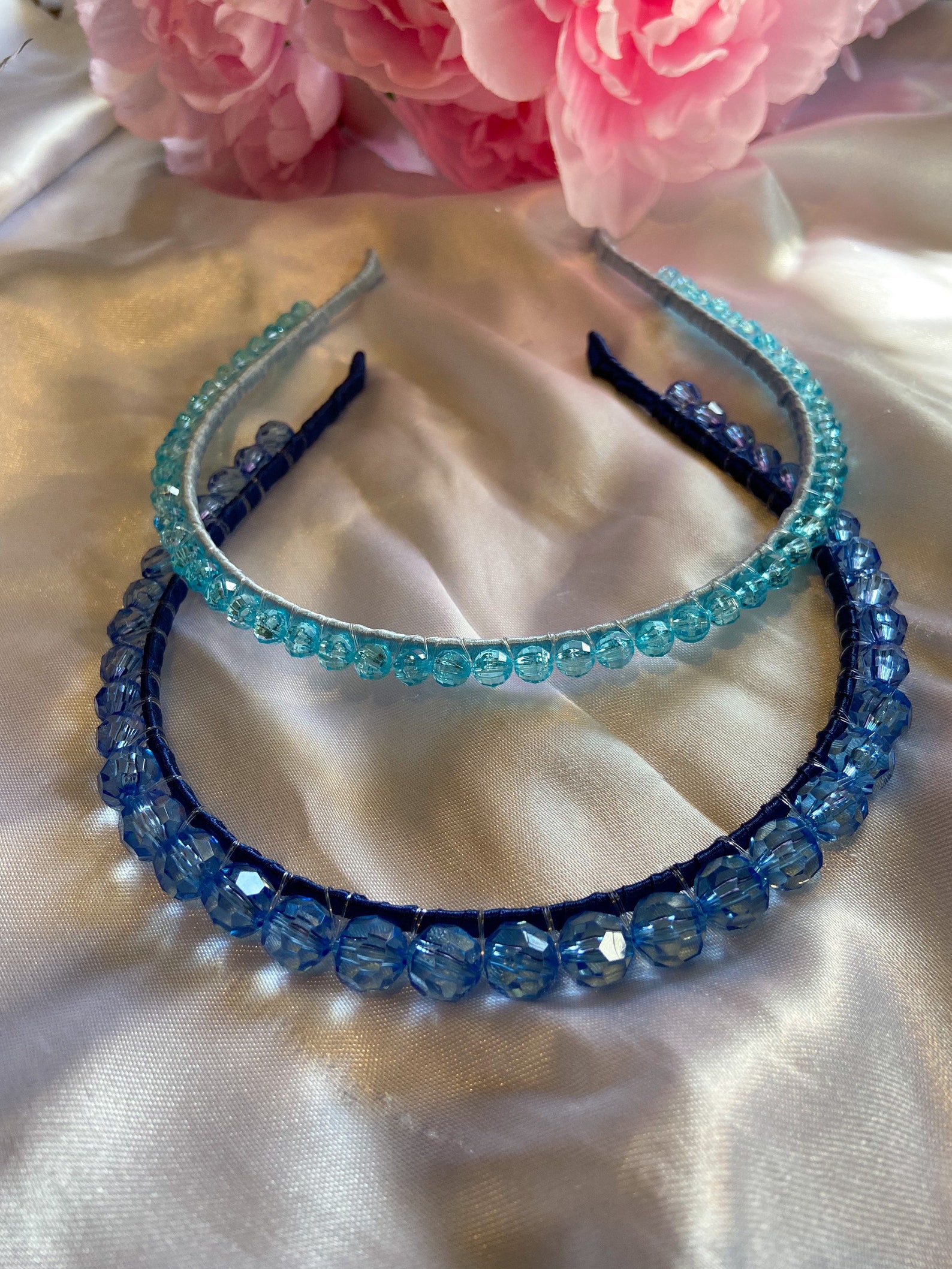 Dark And Light Blue Crystal Headband For Girls Or Women With Etsy