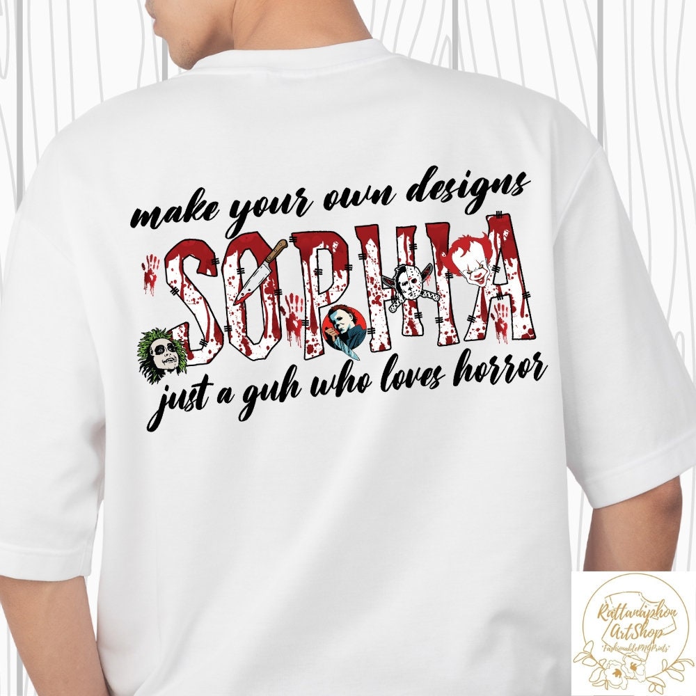 Horror Movie Lover's Bloody Serial Killer Halloween PNG Alphabet Doodle ...