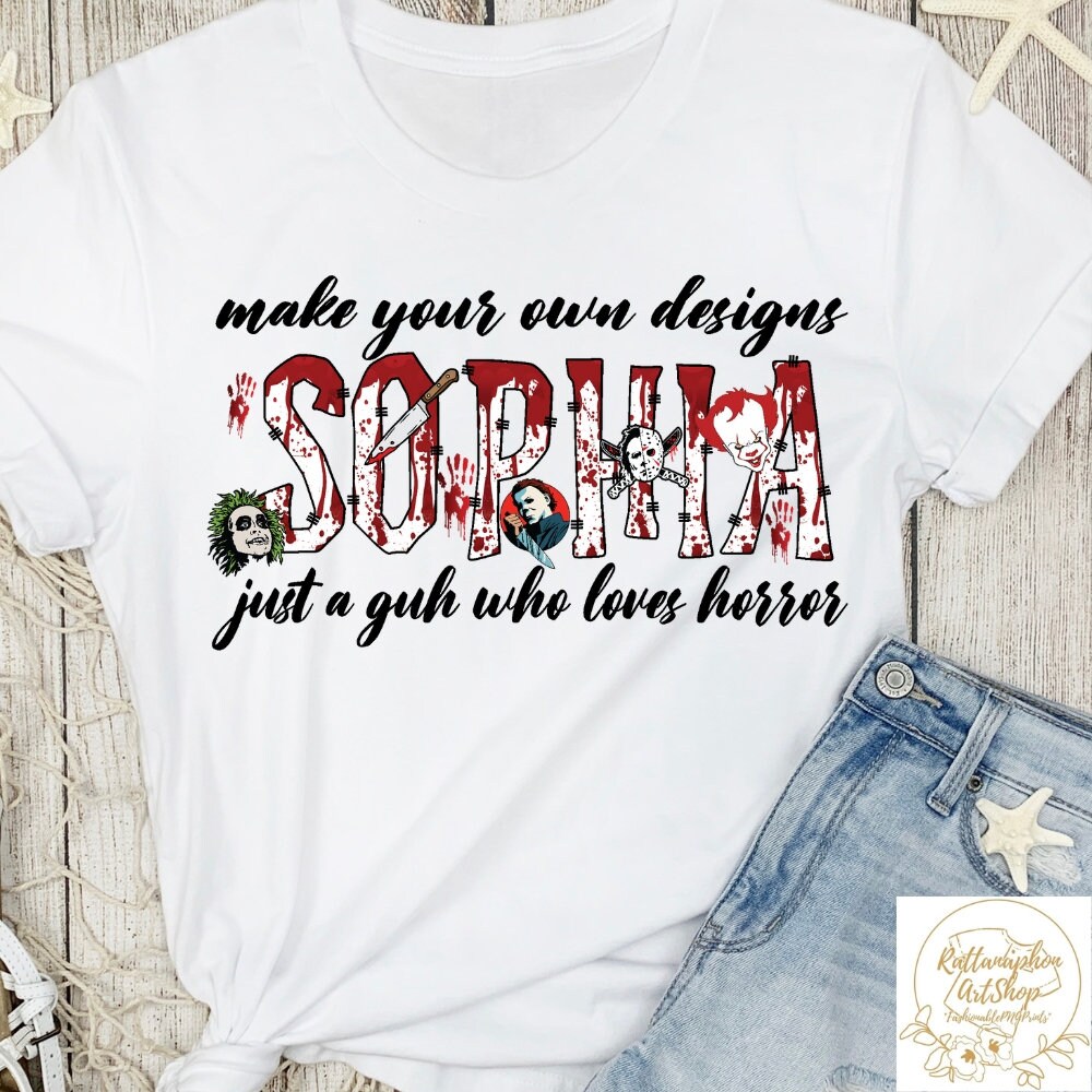 Horror Movie Lover's Bloody Serial Killer Halloween PNG Alphabet Doodle ...