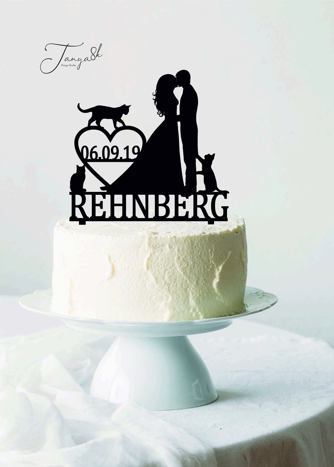 Cat Cake Topper, Personalized Wedding Topper, Cake Topper With Cat ...