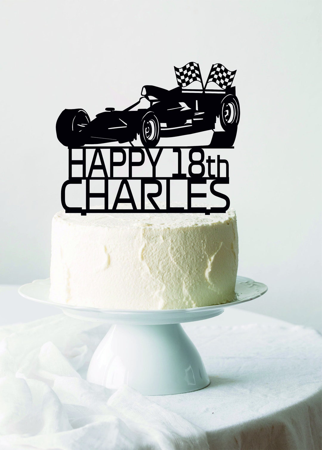Race Car Birthday Cake Topper, Personalized Cake Topper Happy Birthday ...