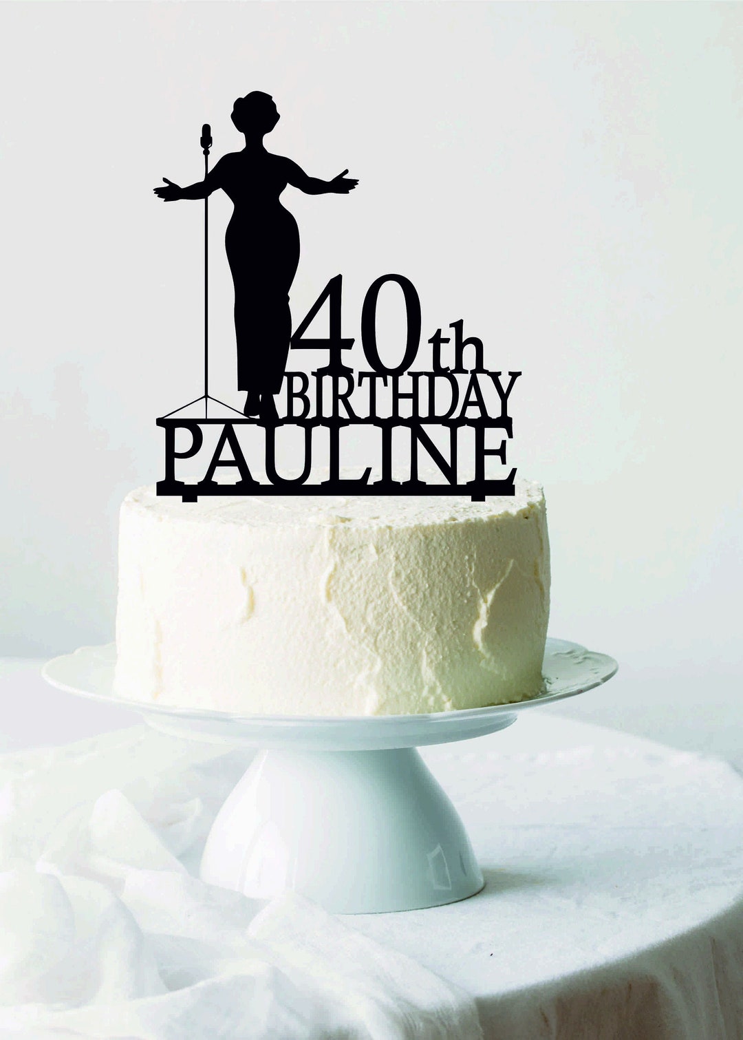 Female Jazz Singer Cake Topper, Woman Singing Cake Topper, Microphone ...