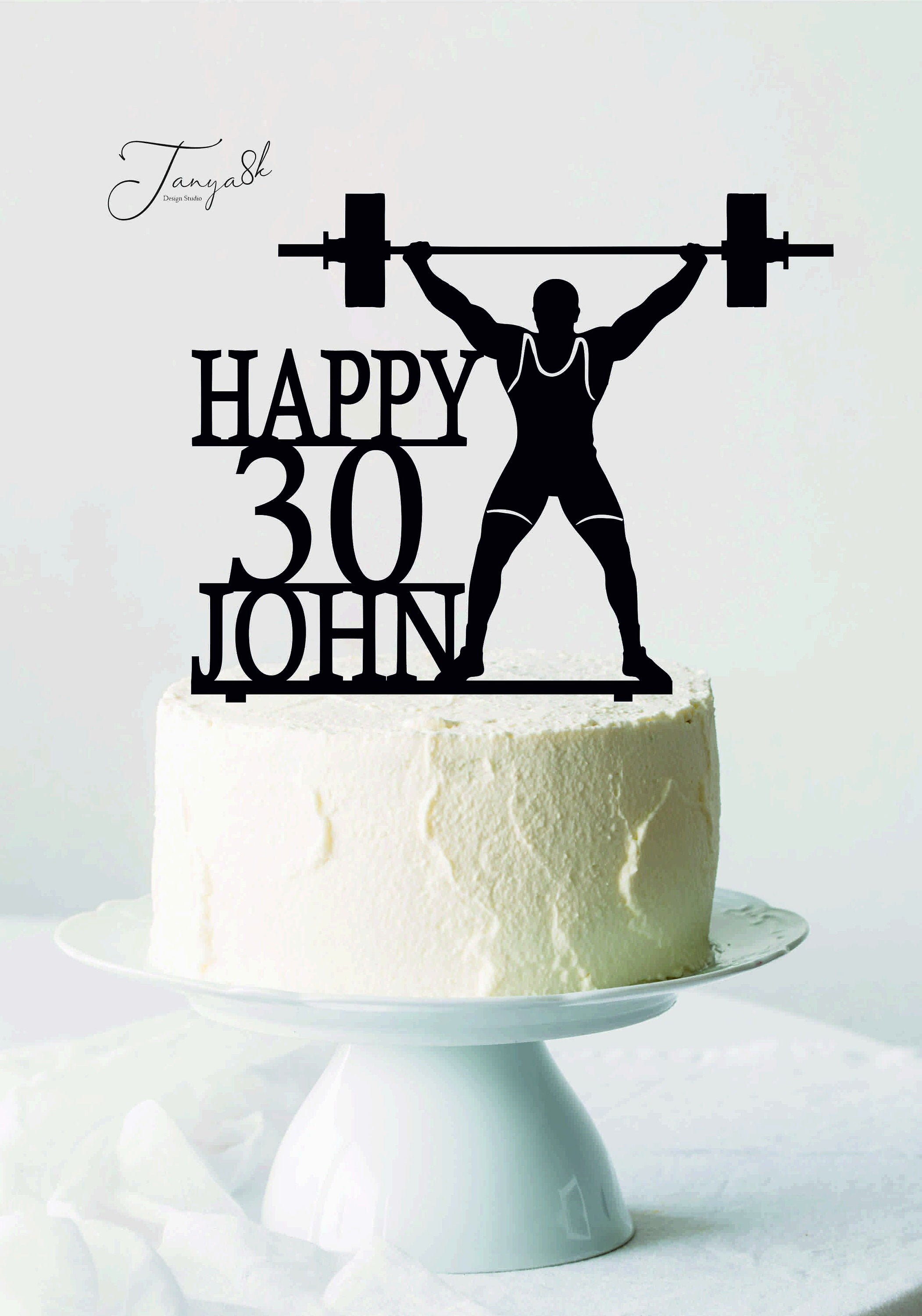 Topper pastel de cumpleaños levantador de pesas fiesta de | Etsy