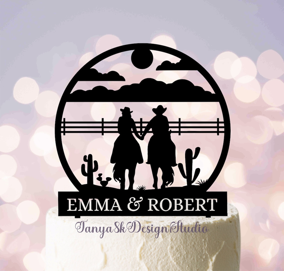 Topper de pastel de boda de vaquero, topper de pastel de campo, topper ...