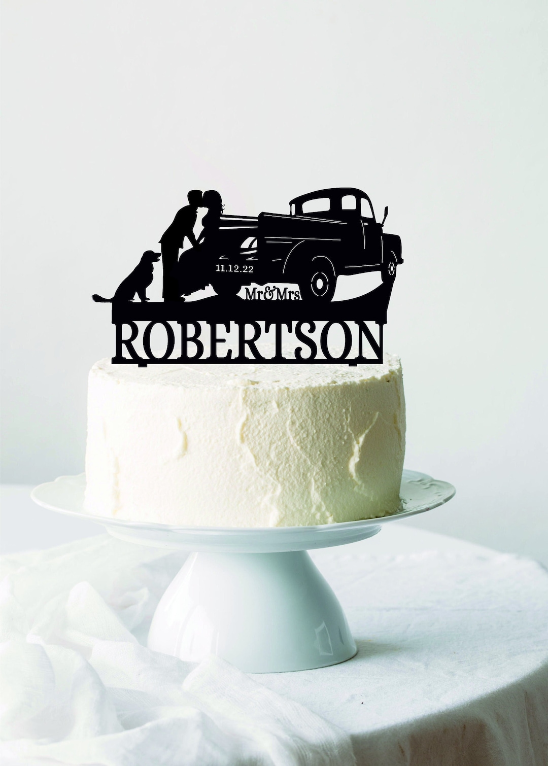 Pick up Truck Wedding Cake Topper With Dogs, Bride and Groom, Trucker ...