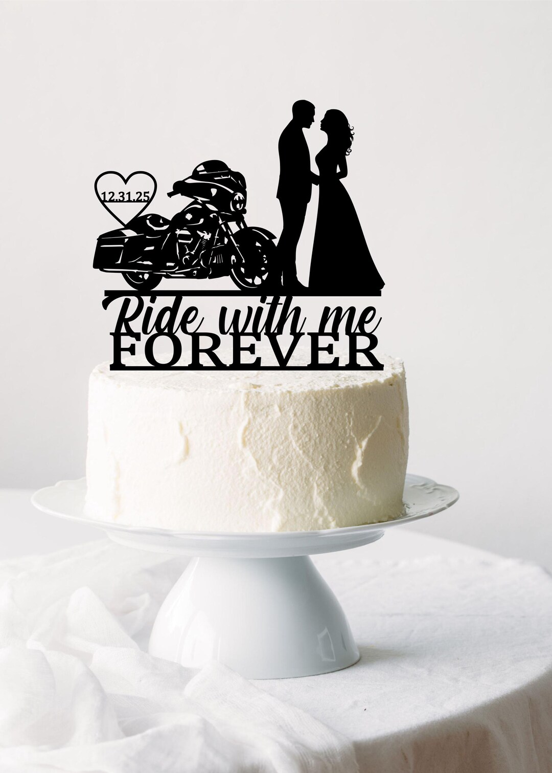 Motorcycle Wedding Cake Topper: Harley Davidson Biker Couple - Etsy