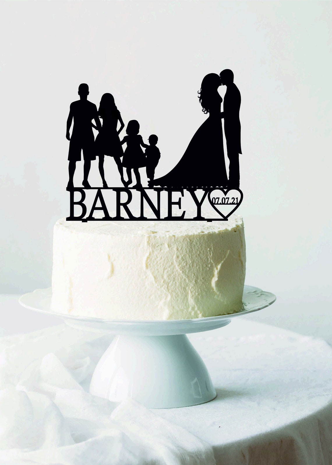 Family Cake Topper, Wedding Cake Topper, Bride and Groom With Four ...