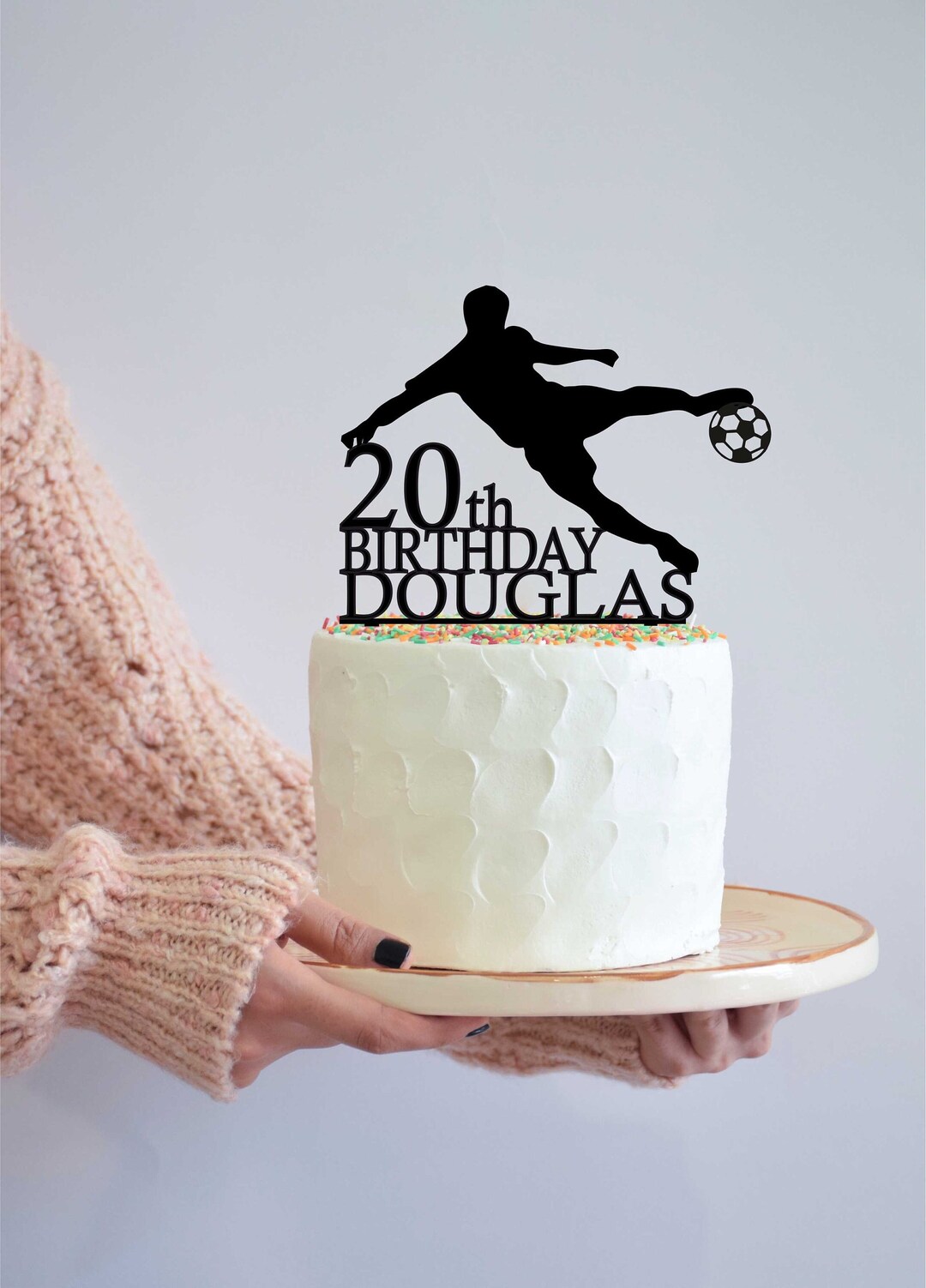 Football Birthday Cake Topper, Boys Birthday Party, Football Player ...
