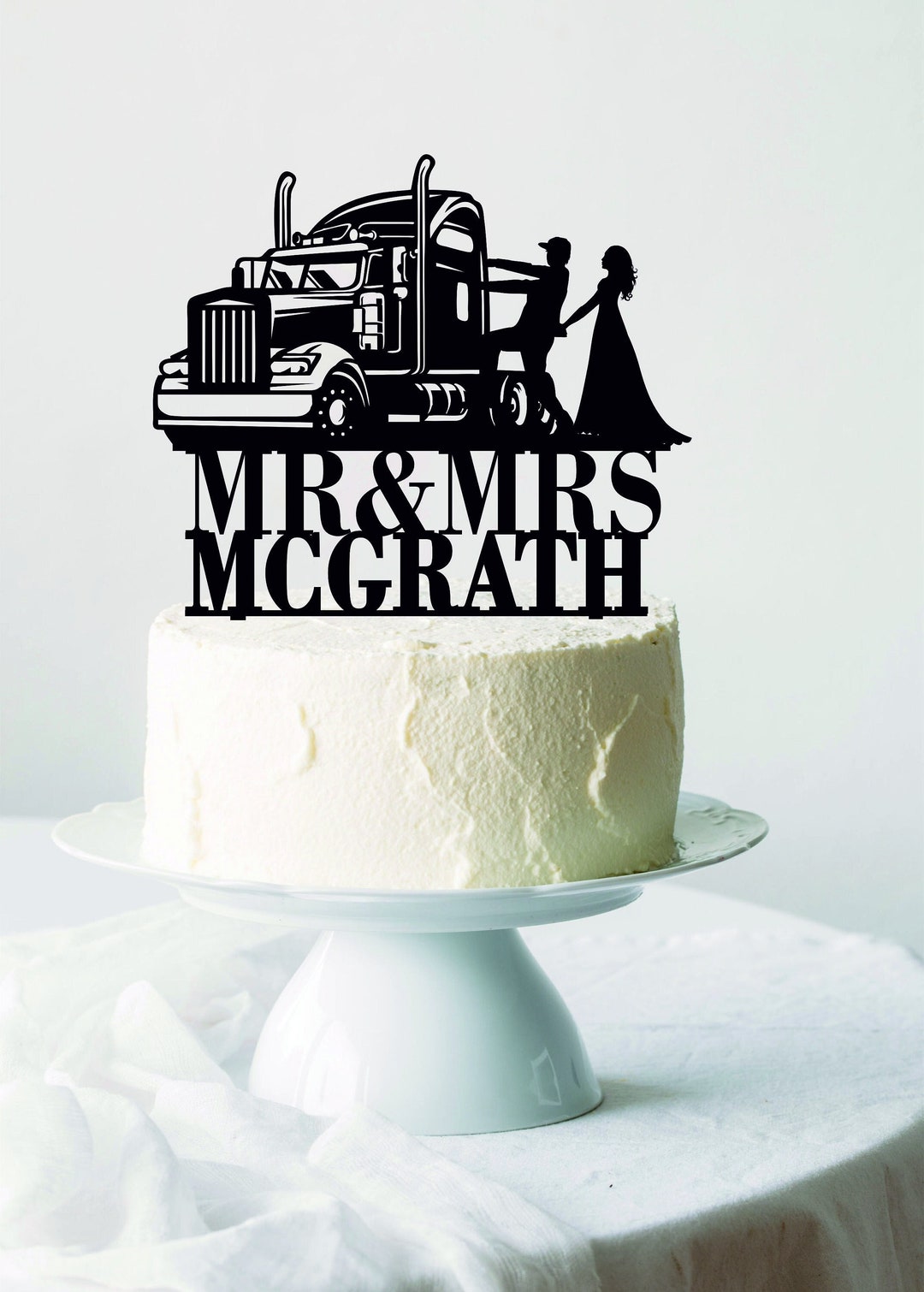 Trucker Wedding Cake Topper, Truck Cake Topper, Driver Cake Topper ...