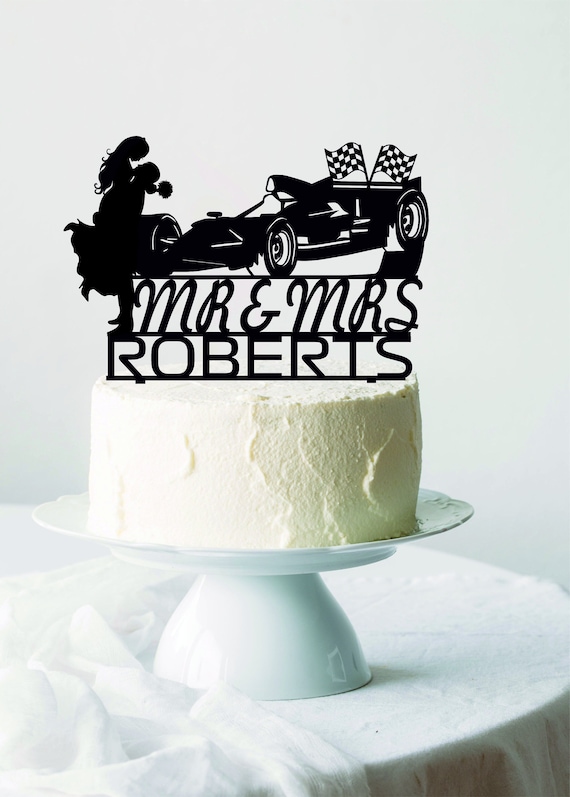 Racing F1 Wedding Cake Topper Checkered Flag Cake Topper Mr - Etsy