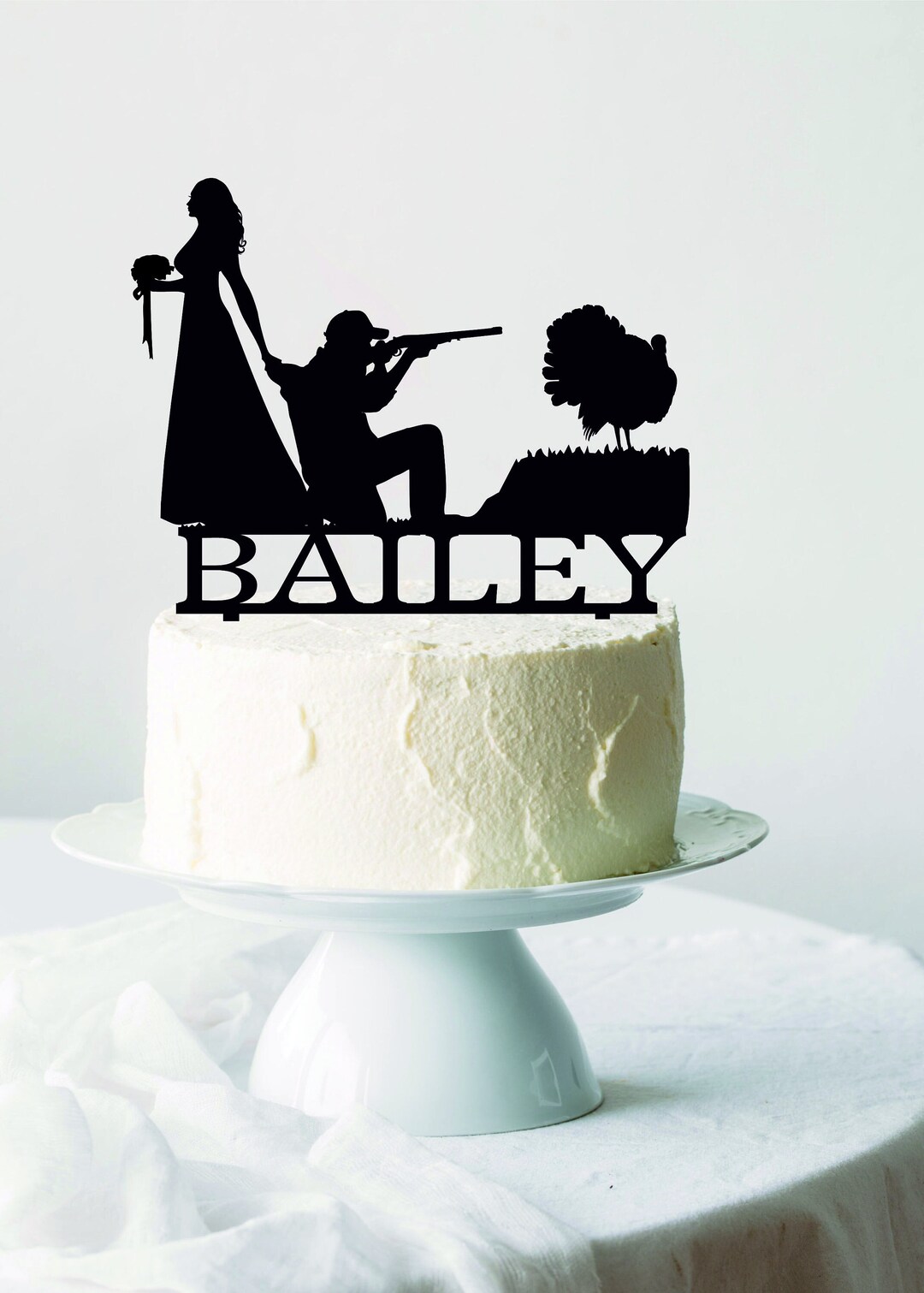 Turkey Hunter Wedding Cake Topper With Dog, Bride Pulling Groom, Bride ...