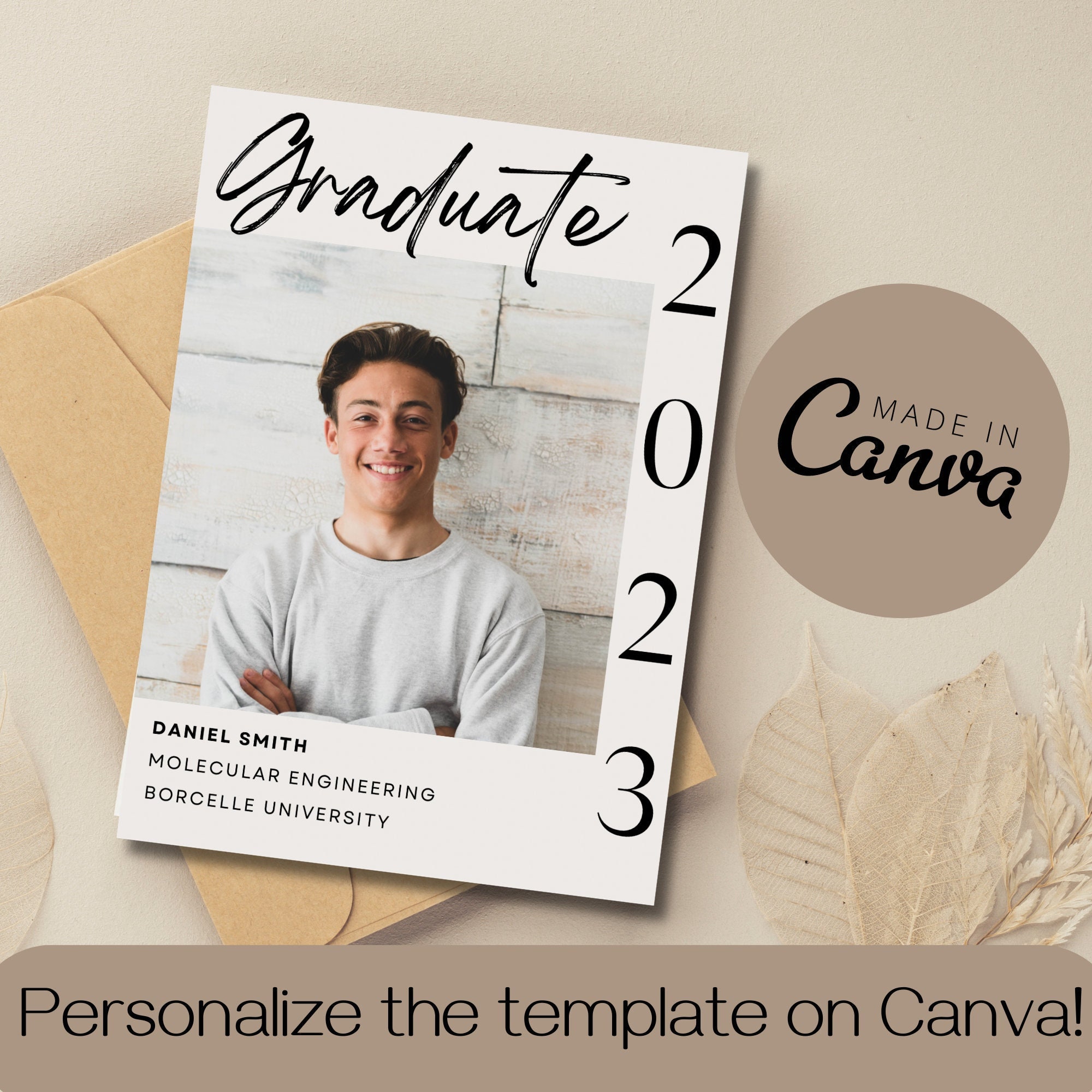 Graduation Announcement Canva Template Echale Ganas Graduation Stole ...