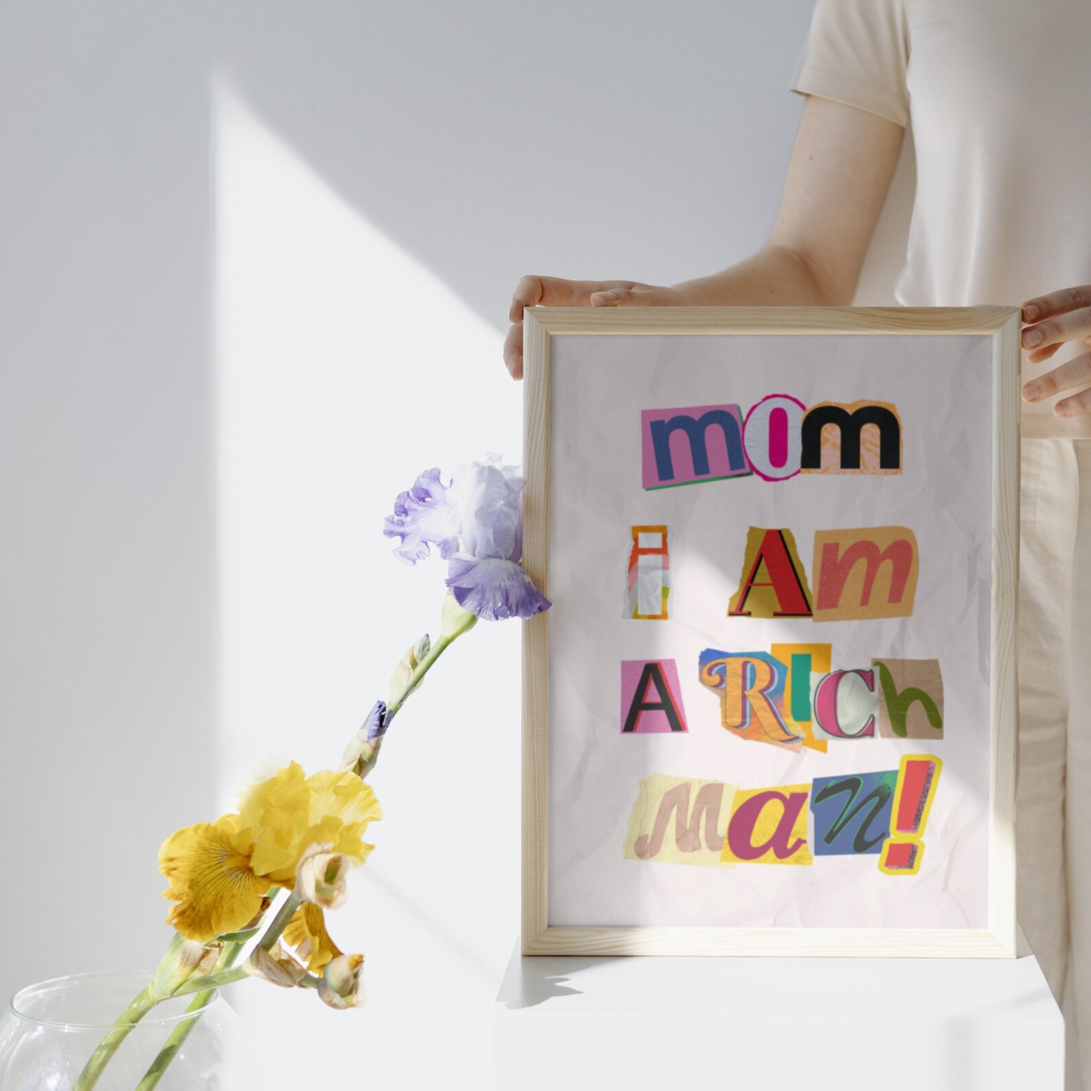 Mom I Am a Rich Man Poster Magazine Letters Iconic Sayings Feminist ...