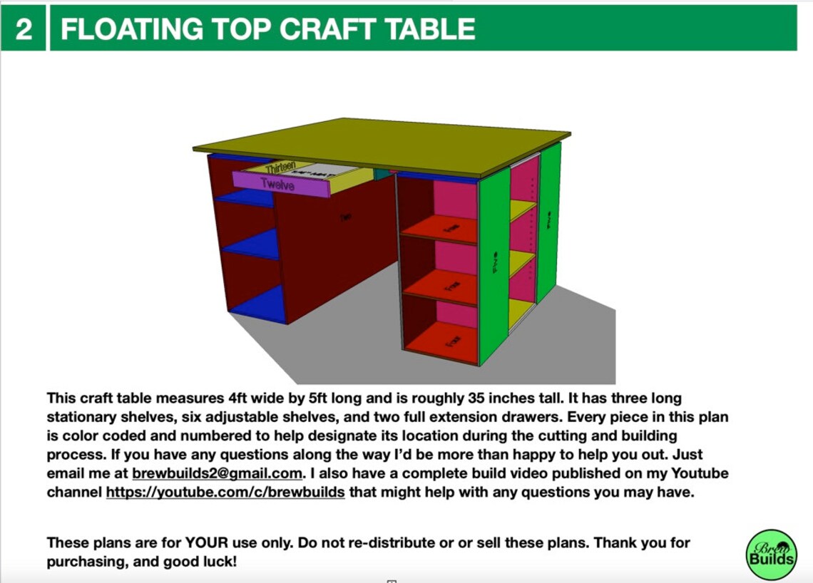 Floating Top Craft Table Plans - Etsy Canada