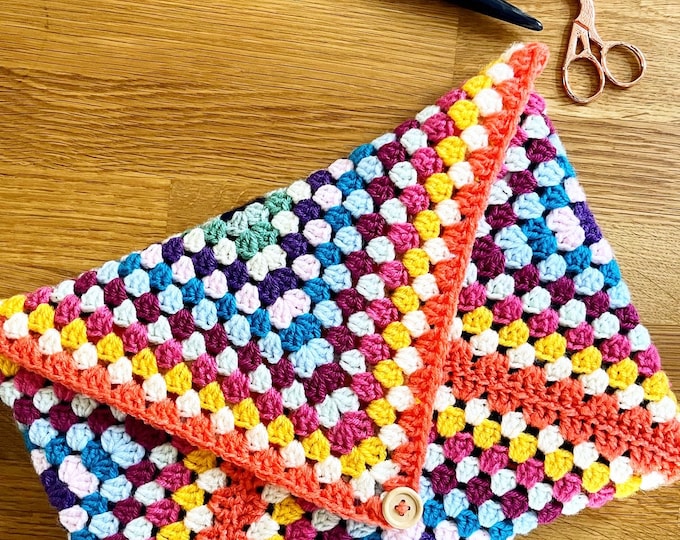Crochet Granny Square Card Pouch - Etsy