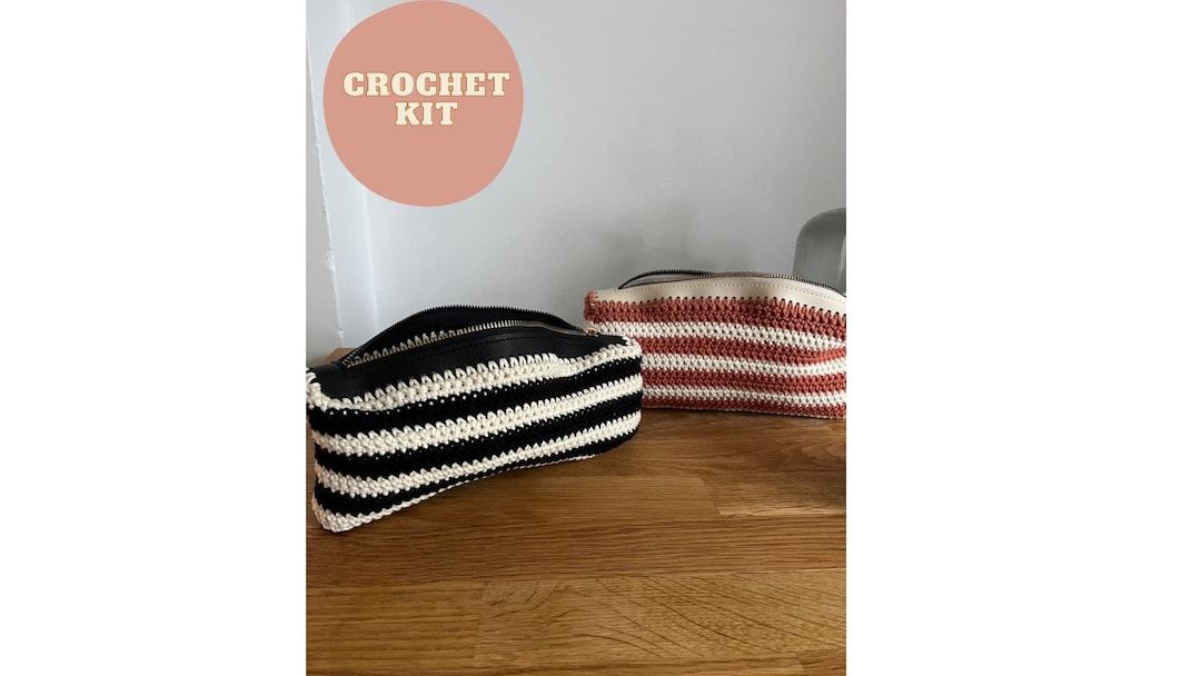 Stripped Zipper Pouch Crochet Kit - Perfect Gift for Crafty Beginners ...