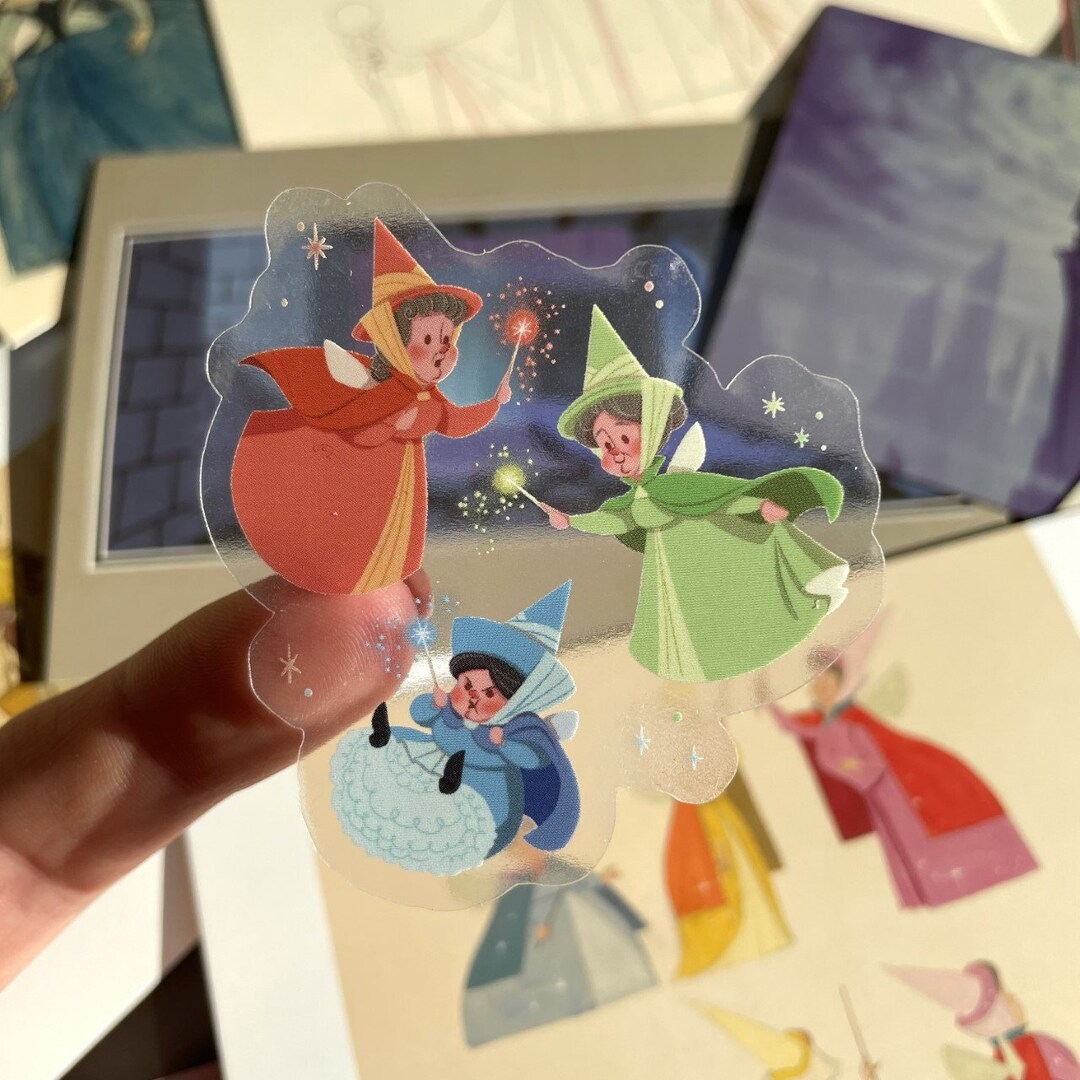 Three Fairies Sleeping Beauty Sticker / Good Fairies Flora Fauna ...