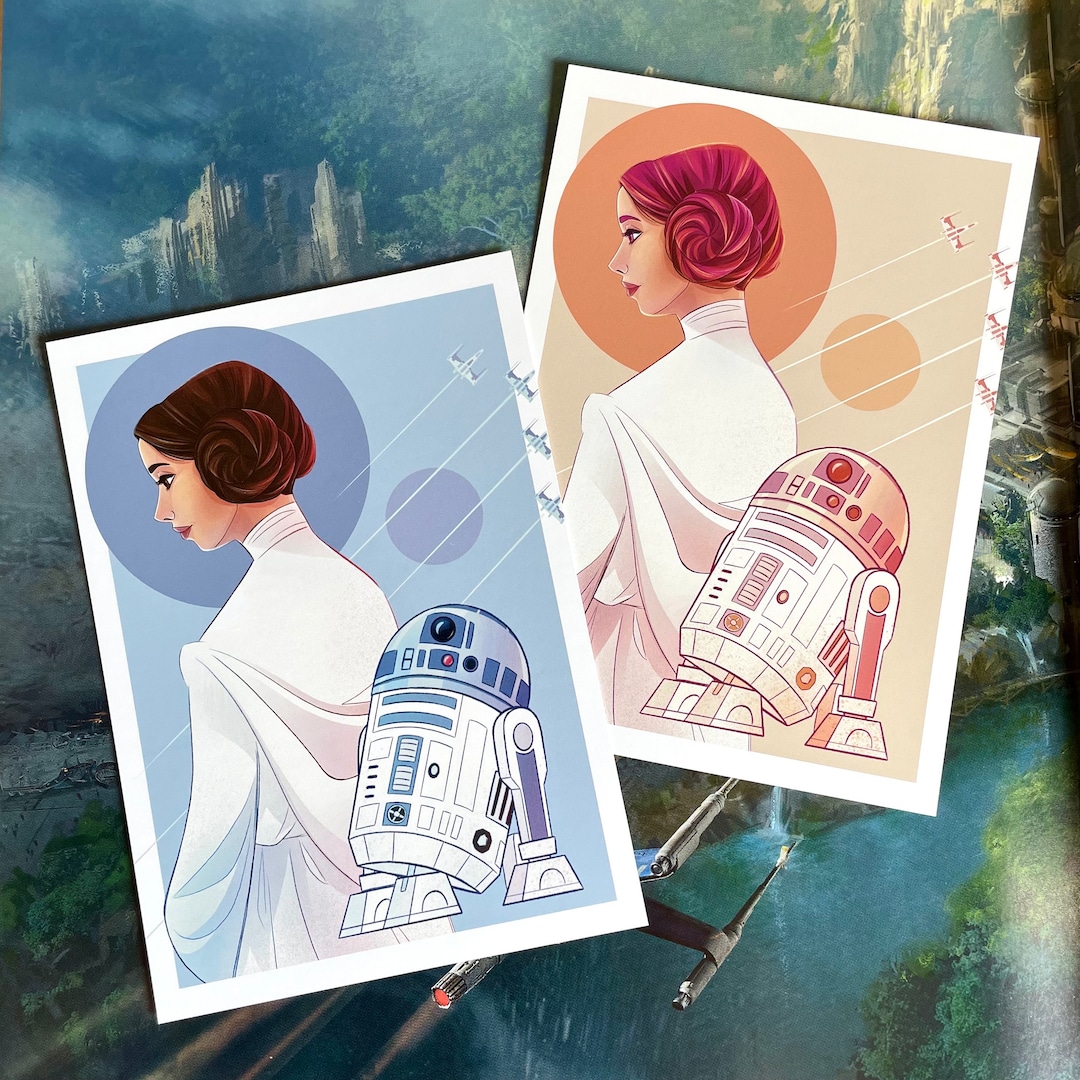 Leia R2-D2 Art Print / Star Wars Art Prints / Princess Leia Organa ...