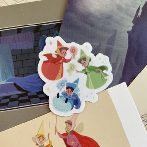 Three Fairies Sleeping Beauty Sticker / Good Fairies Flora Fauna ...