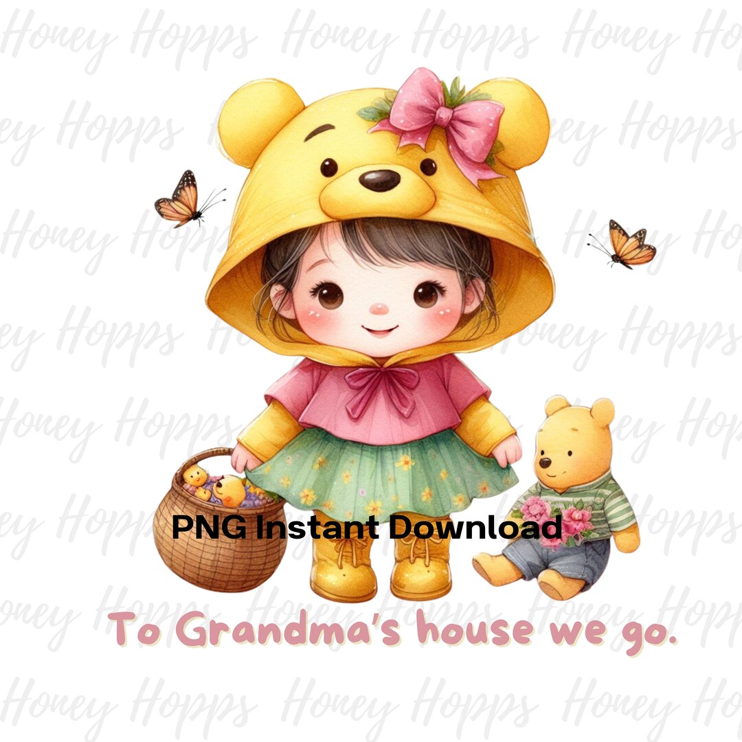 Little Girl in Pooh Bear Jacket Going to Grandmas House Png, Clipart ...