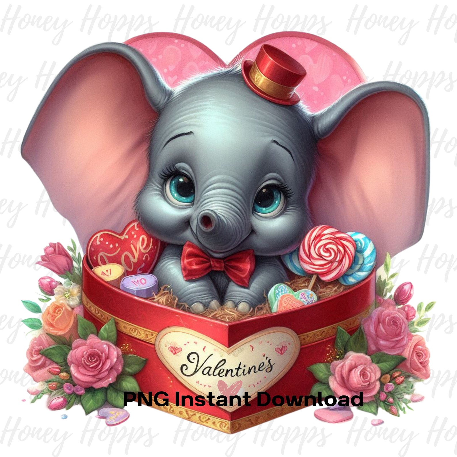 Valentines Magical Elephant PNG Digital Design Sublimation Art - Etsy