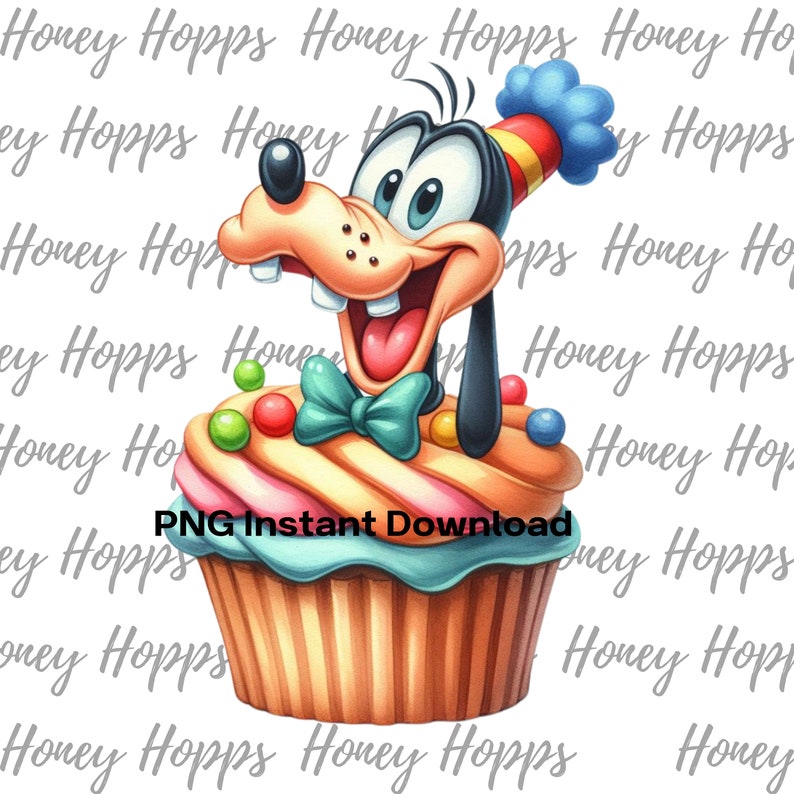 Goofy Cupcake, Birthday , Digital Art, Sublimation, Png, Clip Art - Etsy