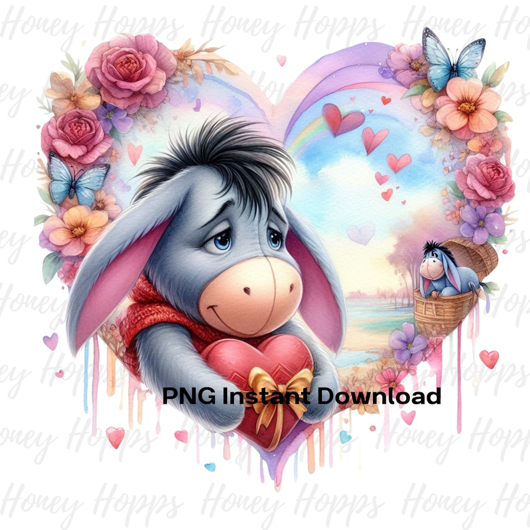Valentines Eeyore Digital Design PNG - Etsy