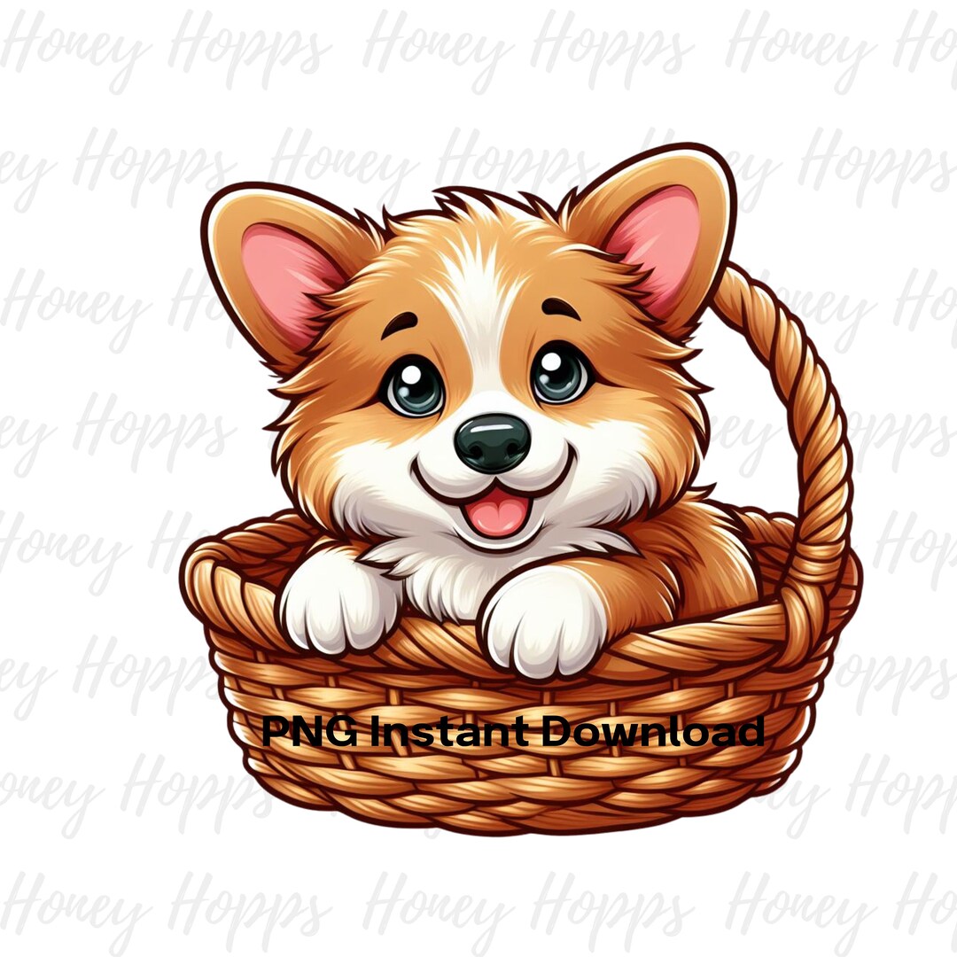 Corgi in a Basket Easter Png, Clipart, Sublimation, Digital Art - Etsy