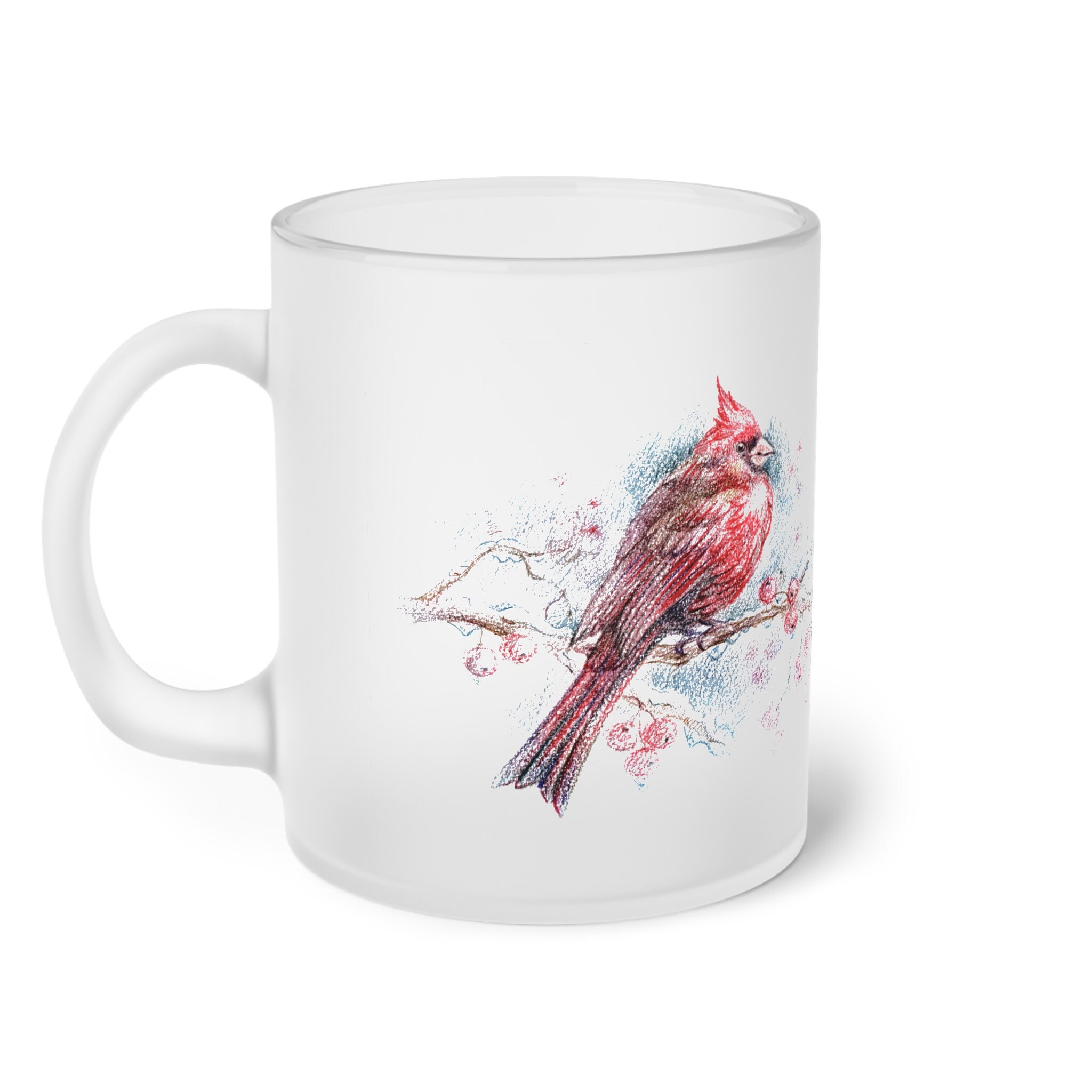 Cardinal Frosted Glass Mug - Etsy
