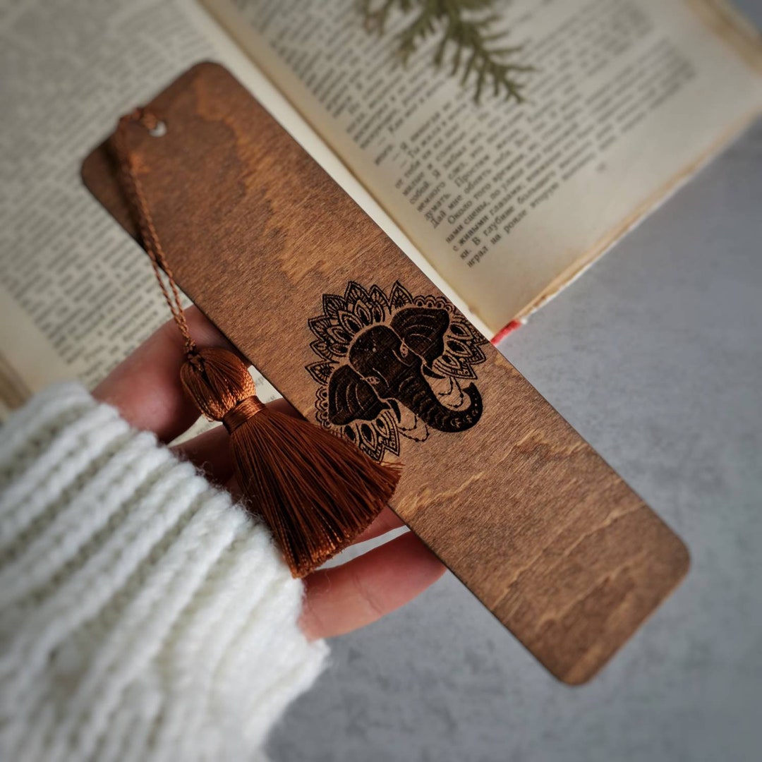 Hindu Bookmark Elephant Wooden Book Mark With Tassel Custom Birthday ...