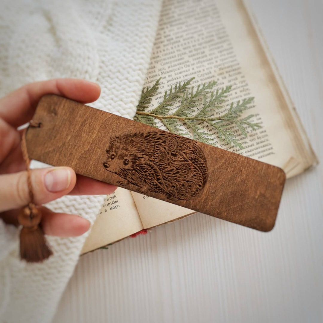 Hedgehog Bookmark Engraved Wooden Bookmark With Tassel Woodland Animals ...