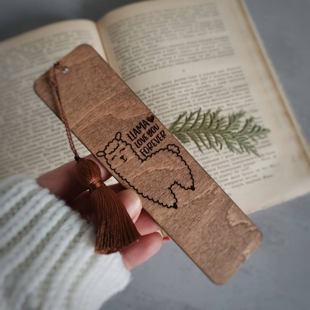 Llama Bookmark Alpaca Engraved Wooden Bookmark With Tassel Llama Lovers ...