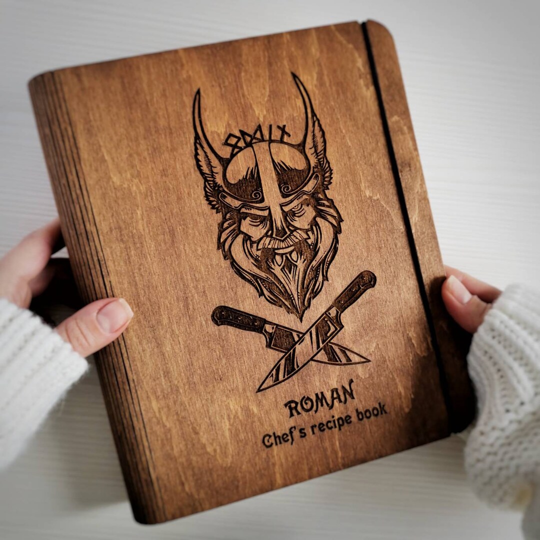 Personalized Cooking Wooden Recipe Book for Men Blank Binder Christmas ...