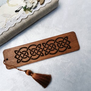 Celtic Bookmark Engraved Wooden Bookmark With Tassel Irish Wedding ...