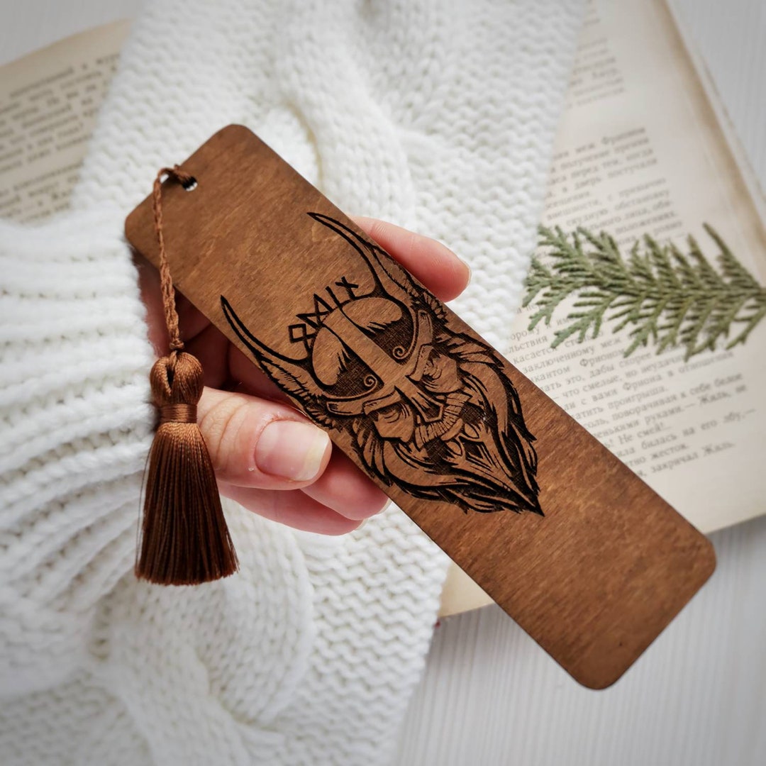 Odin Bookmark Norse Gods Engraved Wooden Book Mark With Tassel Viking ...
