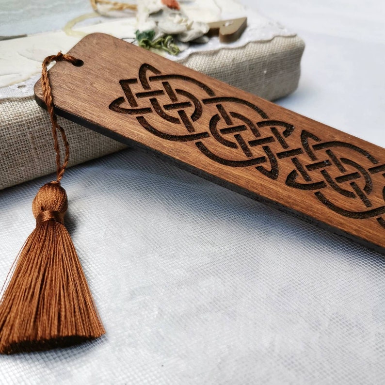 Celtic Bookmark Engraved Wooden Bookmark With Tassel Irish - Etsy