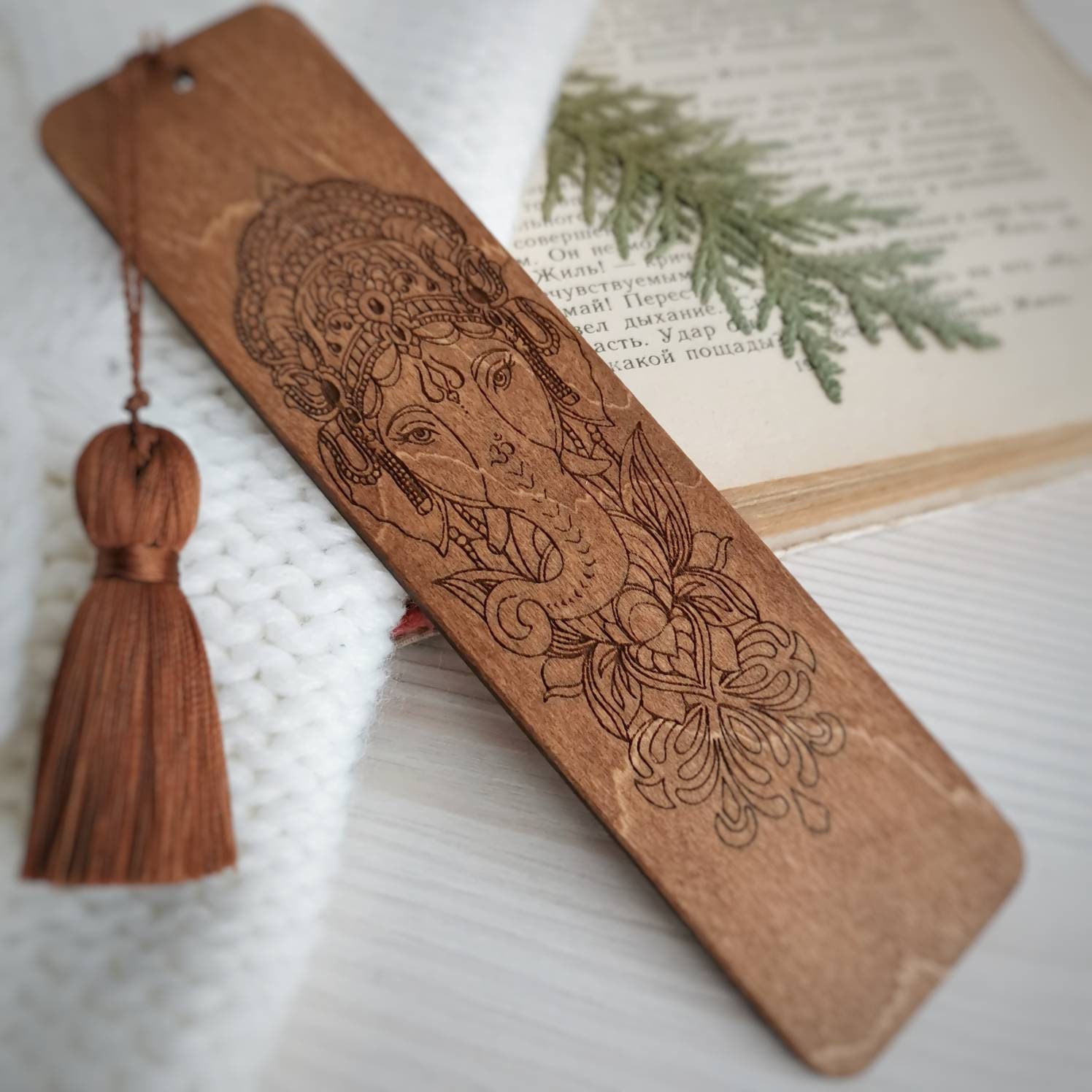 Lord Ganesha Bookmark Hindu God Elephant Engraved Wooden - Etsy