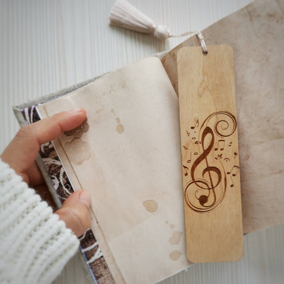 Treble Clef Bookmark Music Note Engraved Wooden Bookmark With - Etsy