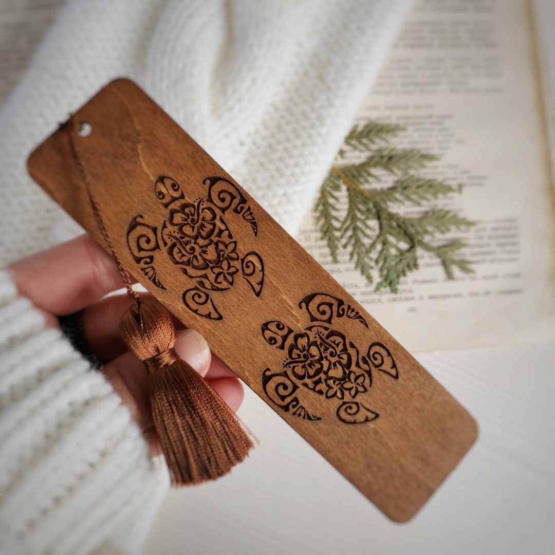 Sea Turtle Bookmark Engraved Wooden Bookmark With Tassel Marine Animals ...