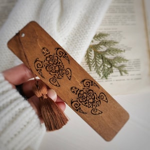 Sea Turtle Bookmark Engraved Wooden Bookmark With Tassel Marine Animals ...
