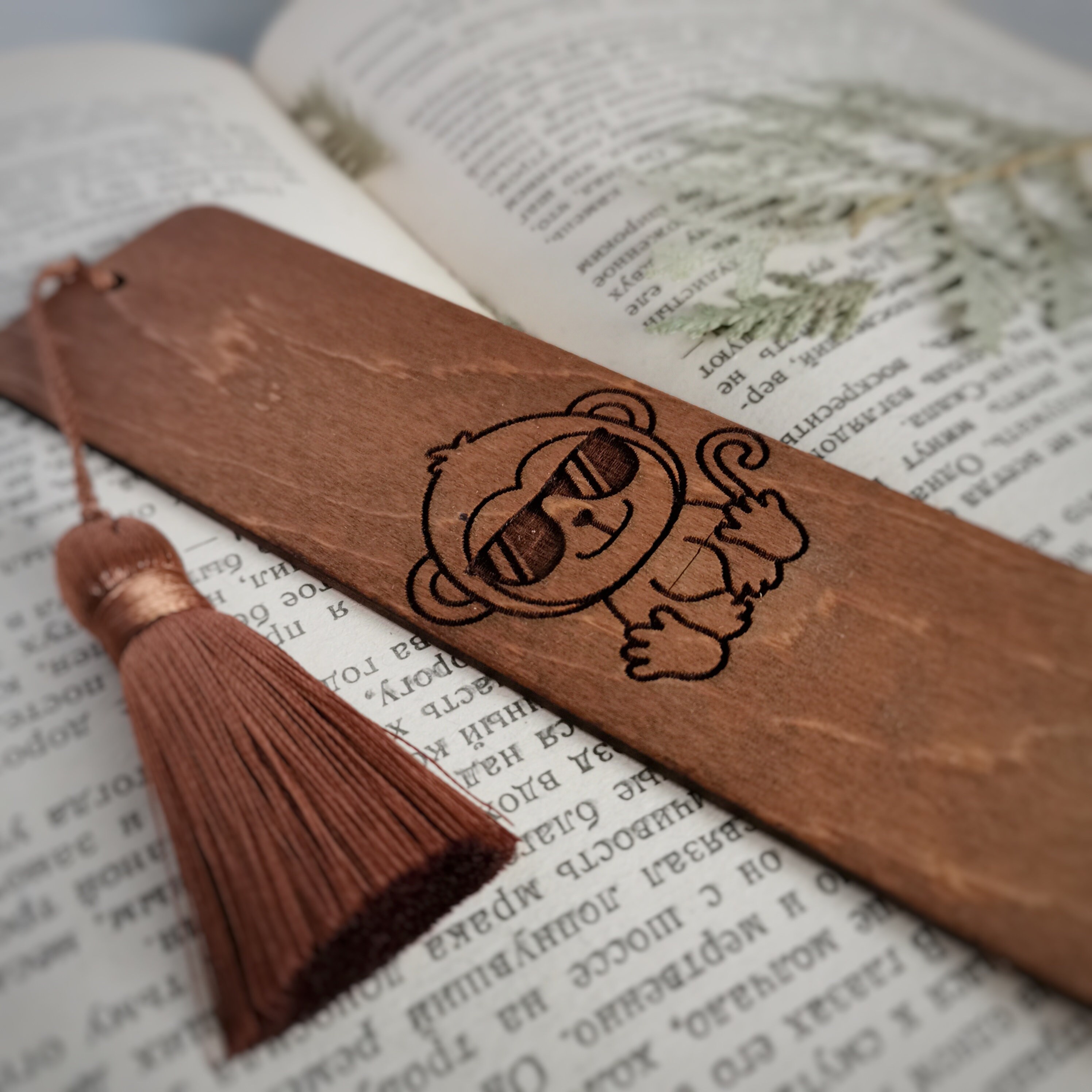 Cute Monkey Bookmark Engraved Wooden Bookmark With Tassel Grandma ...
