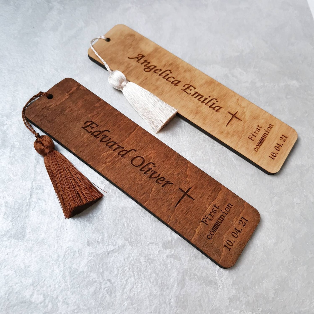 Personalized 1st Communion Bookmark Favor Name and Date Engraved Wooden ...