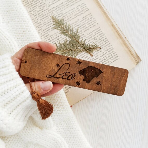 Leo Zodiac Sign Bookmarks Engraved Wooden Book Mark With | Etsy