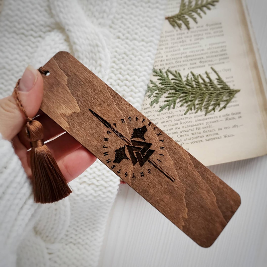 Viking Valknut Bookmark Viking Wolves Engraved Wooden Book Mark With ...